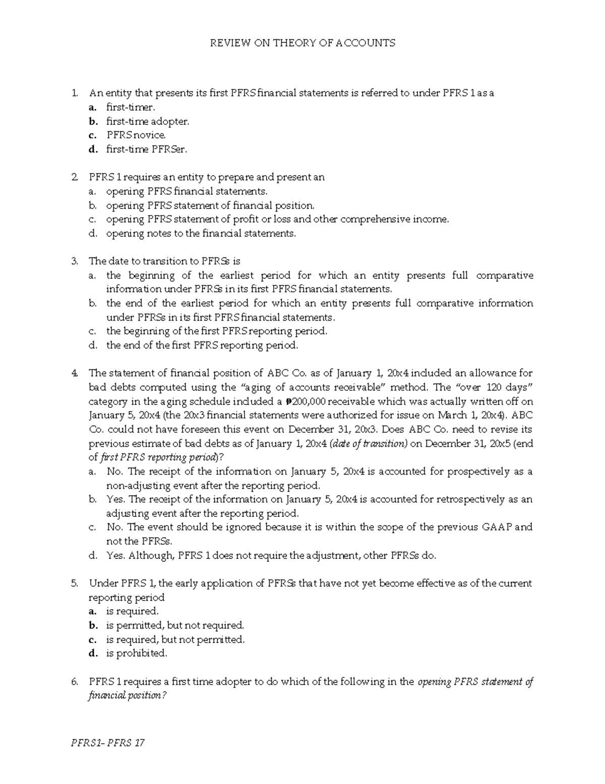 Pdfcoffee - skdiad - An entity that presents its first PFRS financial statements is referred to ...
