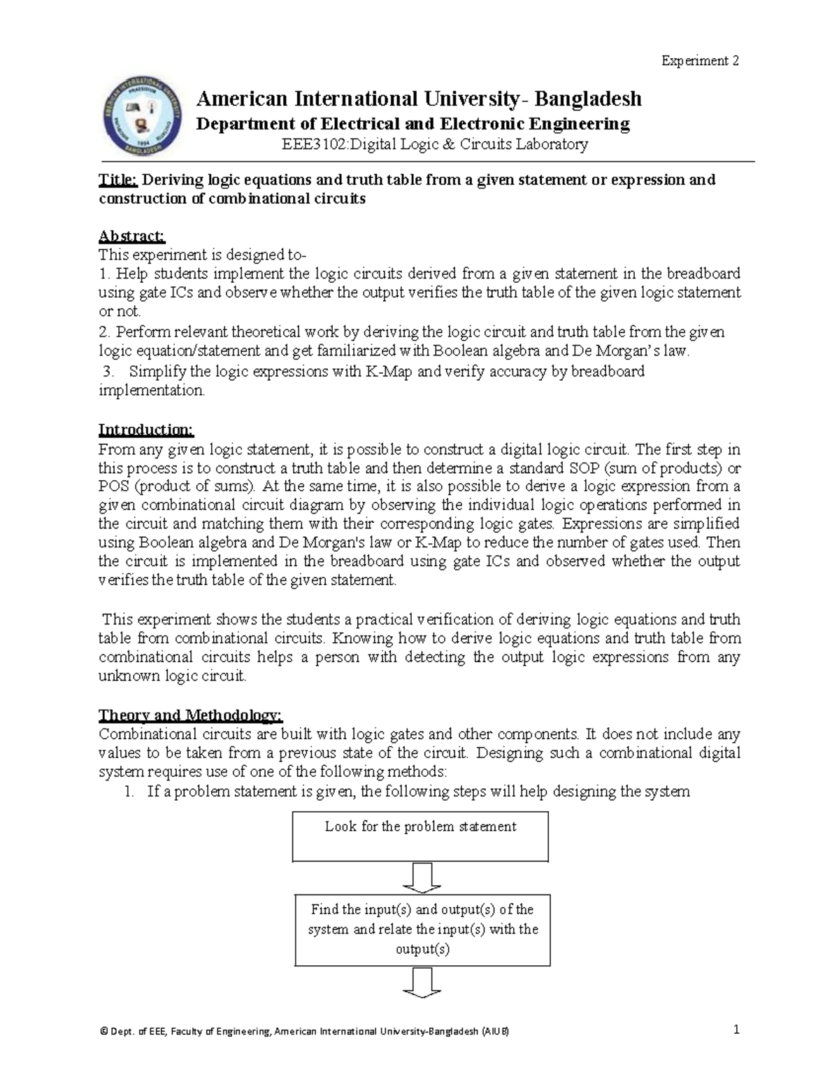 DLC LAB 02 student manual - Experiment 2 Look for the problem statement ...