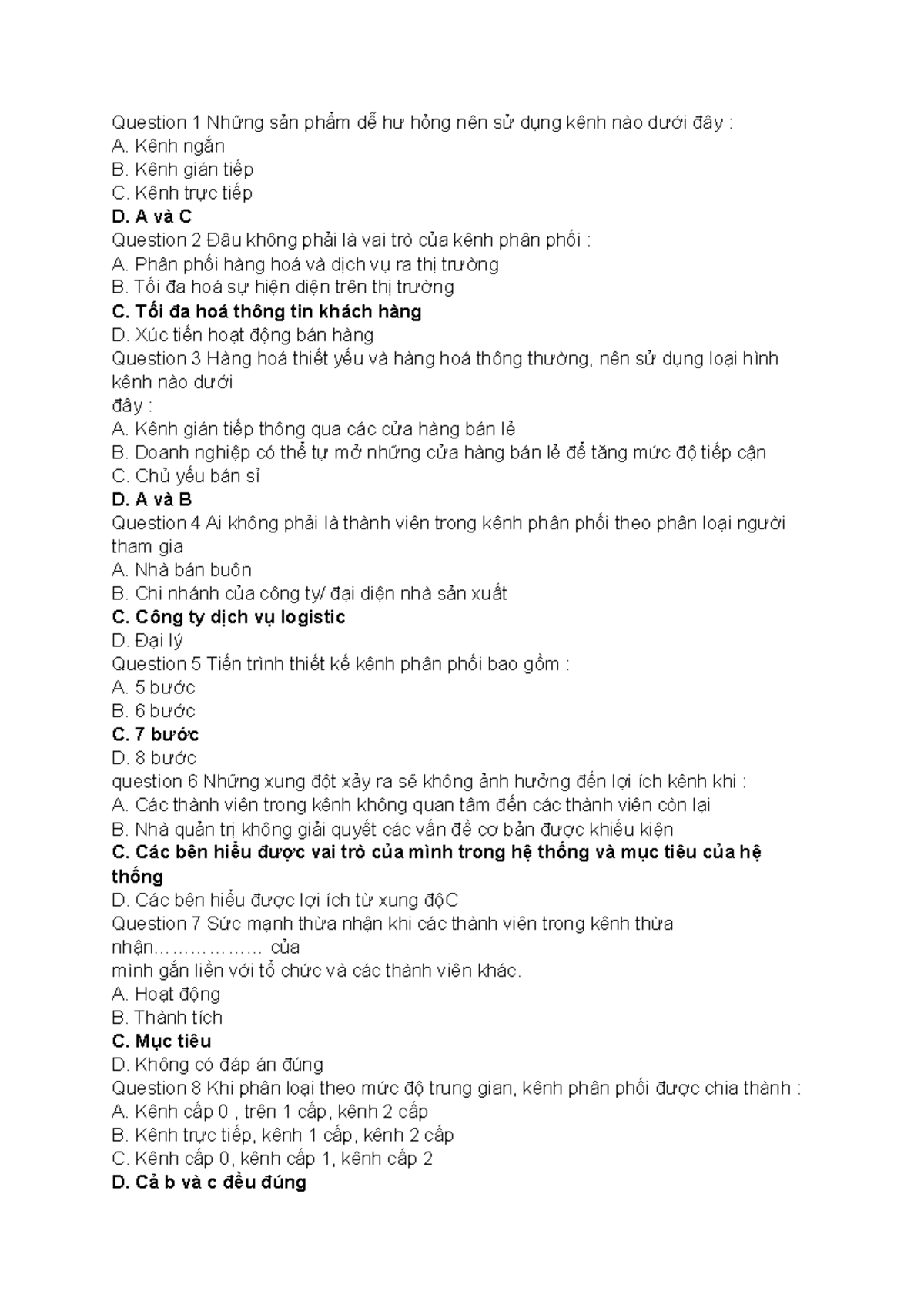 FILE on tap SCM - Bộ câu hỏi ôn tập môn Quản trị kênh phân phối SCM 400 ...