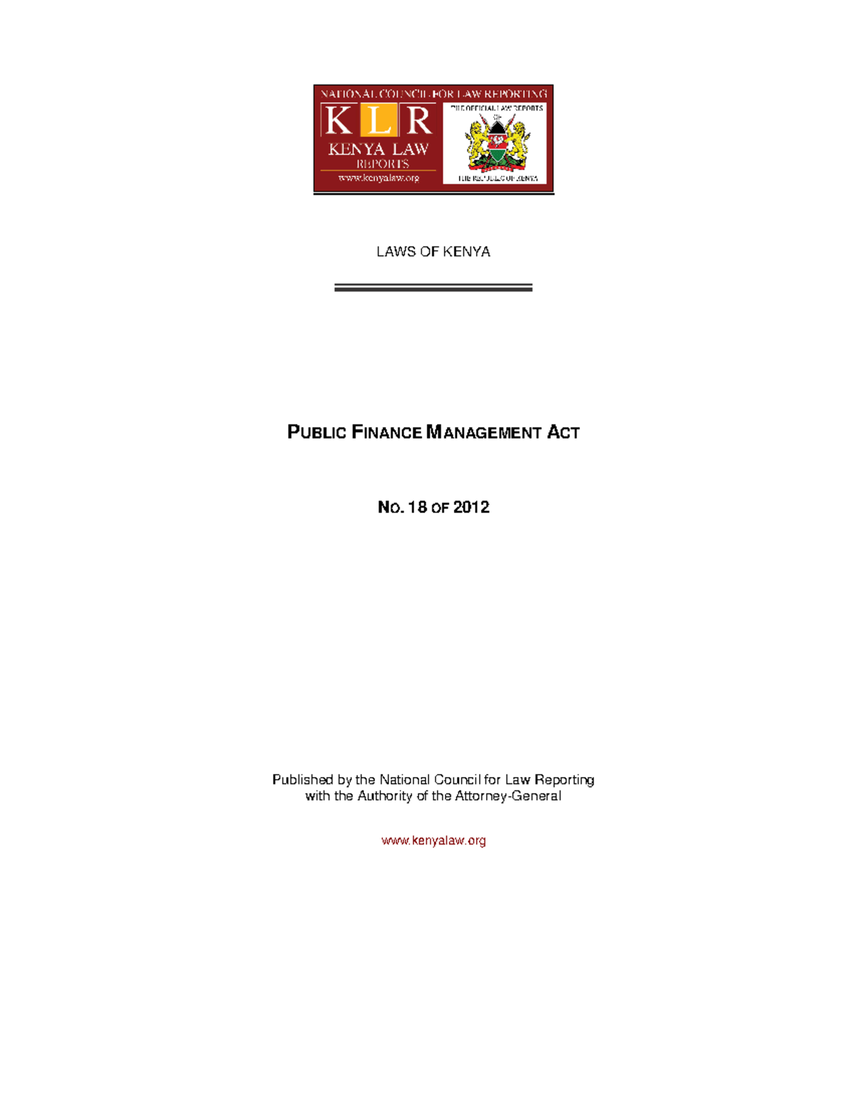 Public Finance Management Act (2012 ) - LAWS OF KENYA PUBLIC FINANCE ...