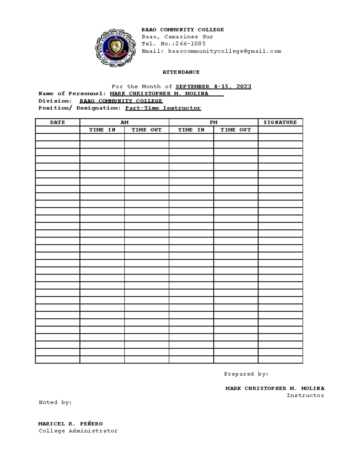English Draft for Employment - BAAO COMMUNITY COLLEGE Baao, Camarines ...