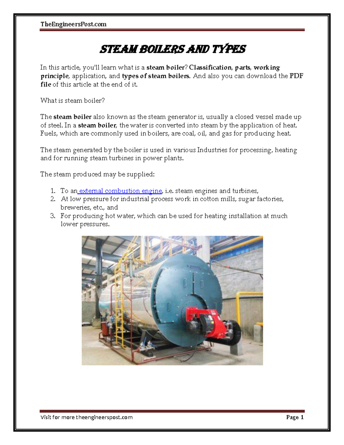 Boiler Terms & Boiler Classification notes - history - DBRANLU - Studocu