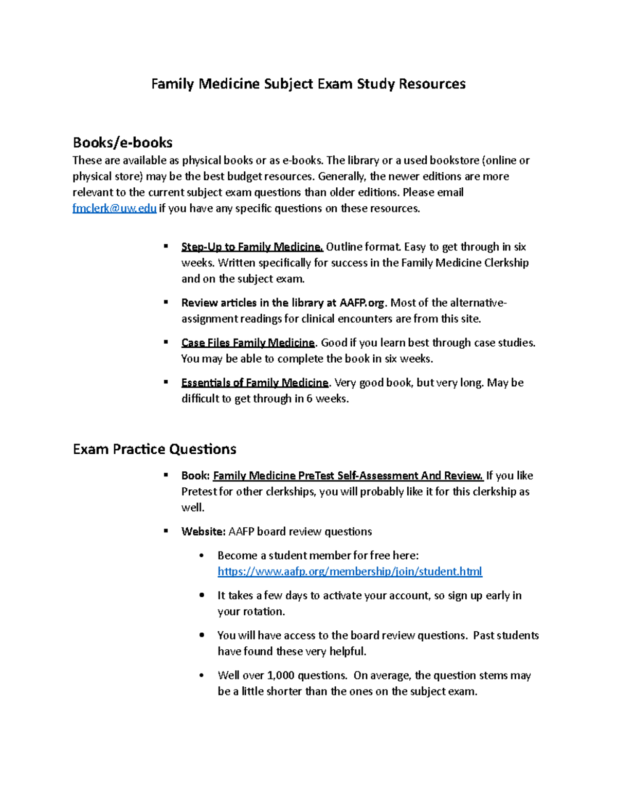 Exam-resources - note - Family Medicine Subject Exam Study Resources ...