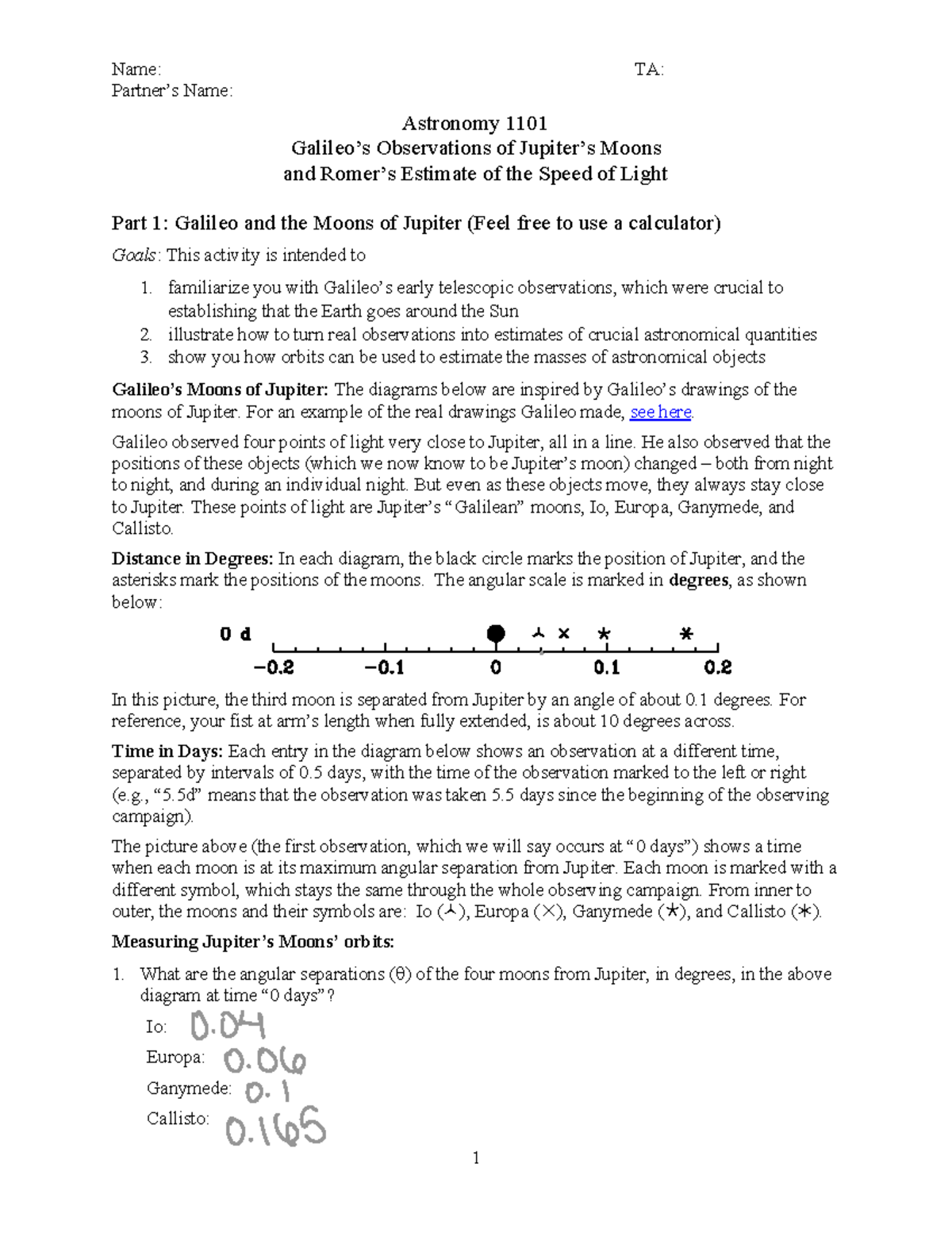 Galileo Romer Lab - Instructors: Dr. Todd Thompson and Dr. Wayne ...