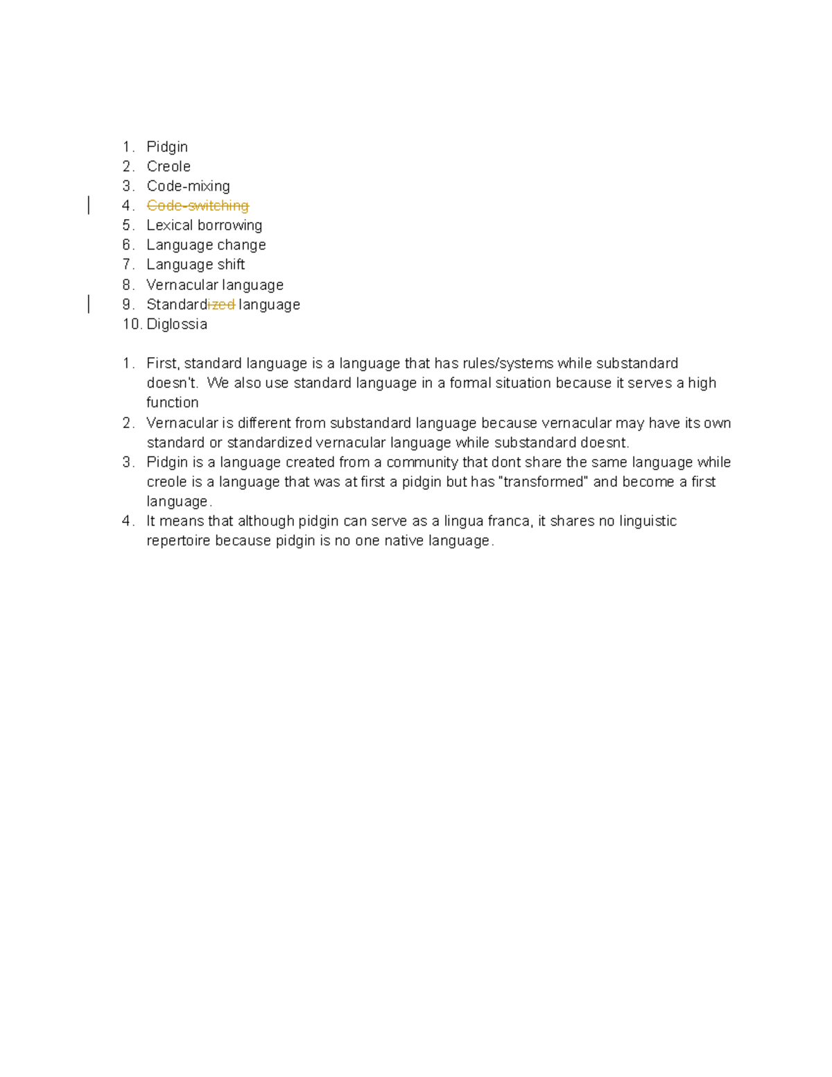 Sla1 - it consist of the notes about the course given - Pidgin Creole ...