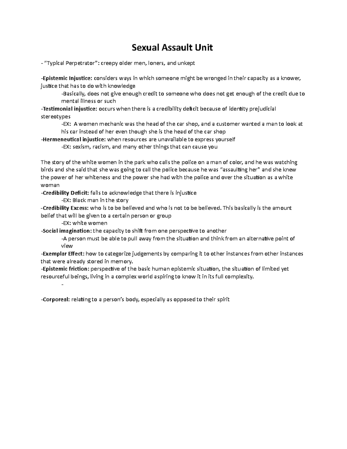Sexual assult unit notes - Sexual Assault Unit “Typical Perpetrator ...