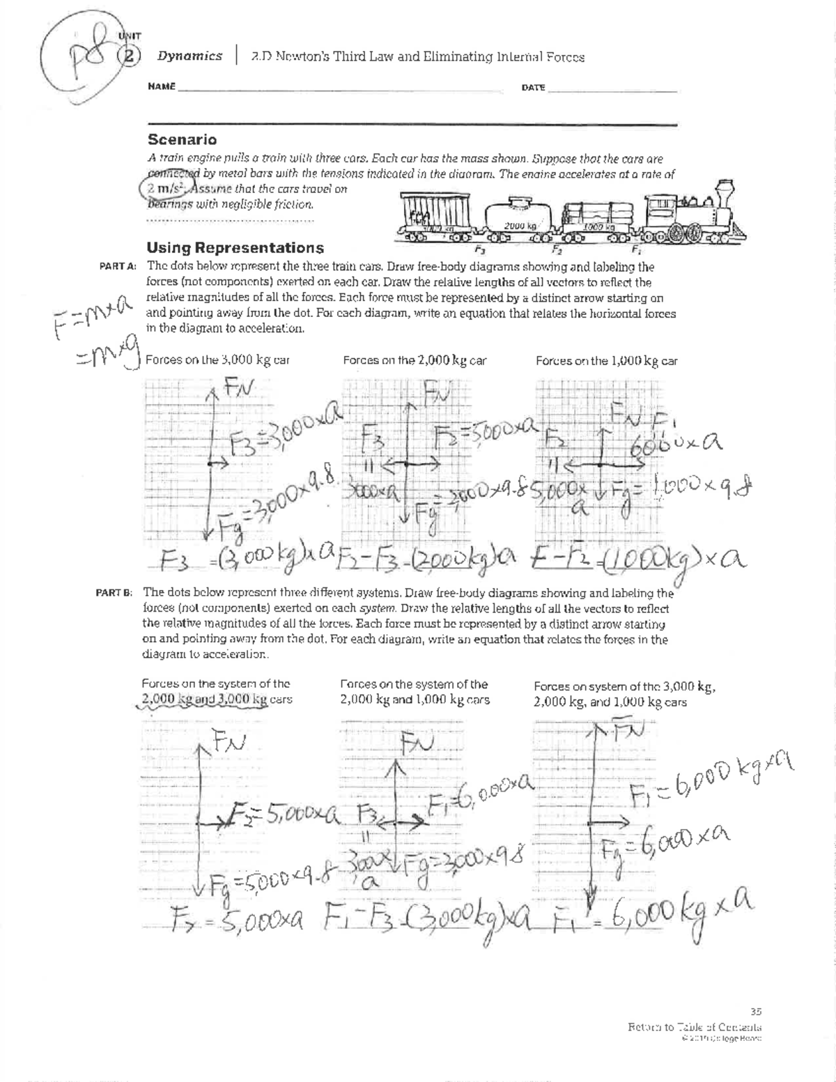 2019-12-03 HW #13 Notes AP Physics 1 - UNIT 2 Dynamics 2 Third Law and ...