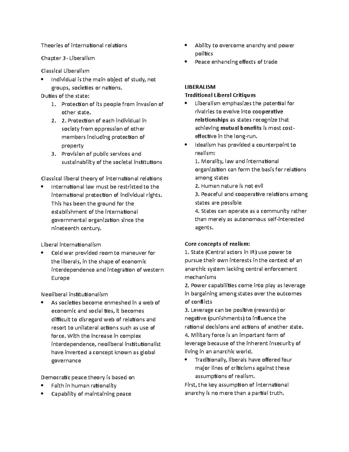 Theories of international relations - Theories of international ...
