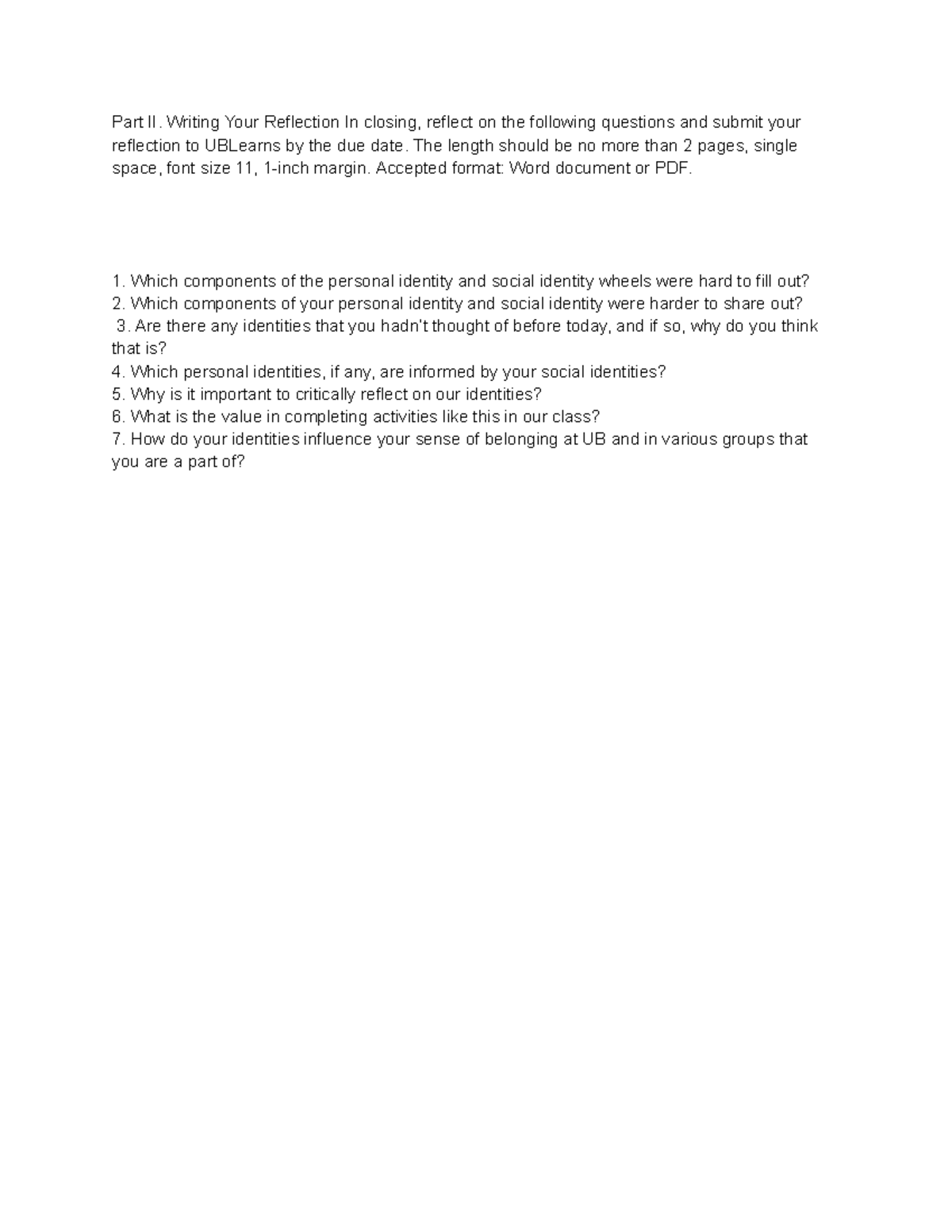 Public Health - ..... - Part II. Writing Your Reflection In closing ...