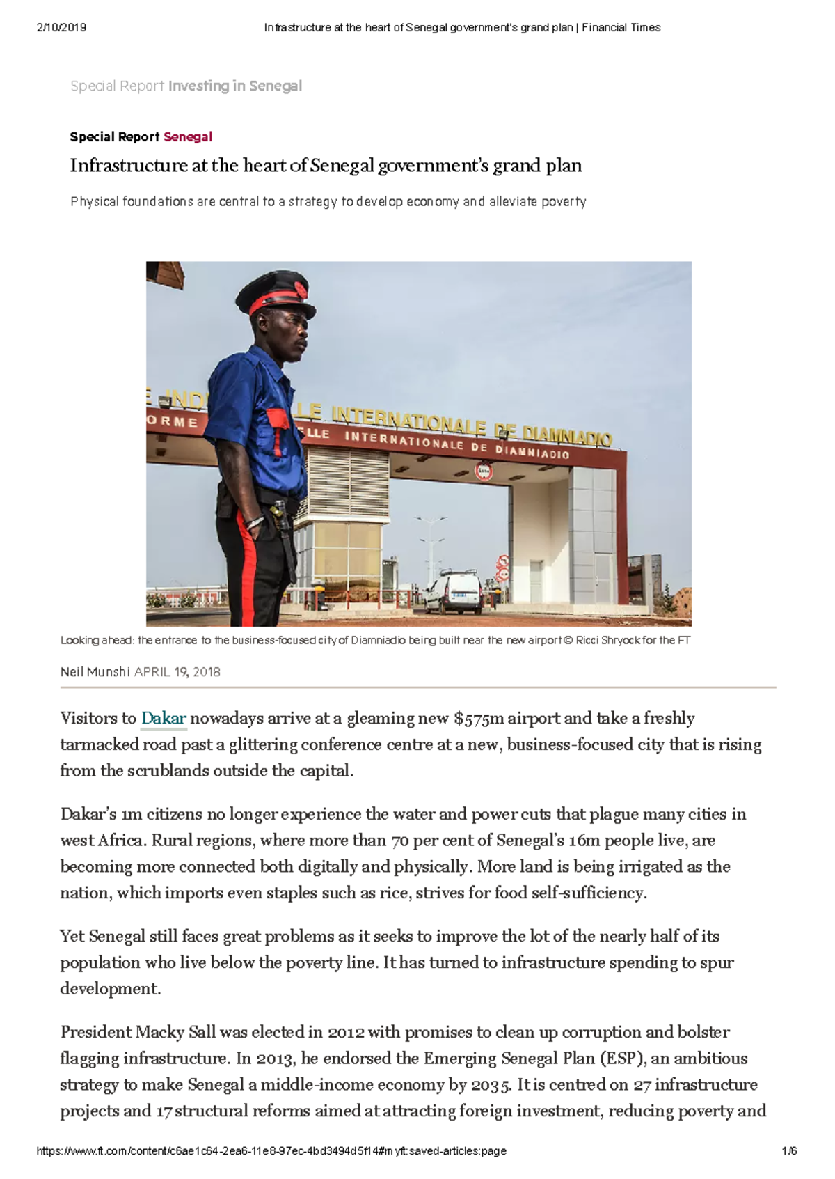 2.2 Infrastructure at the heart of Senegal government’s grand plan ...