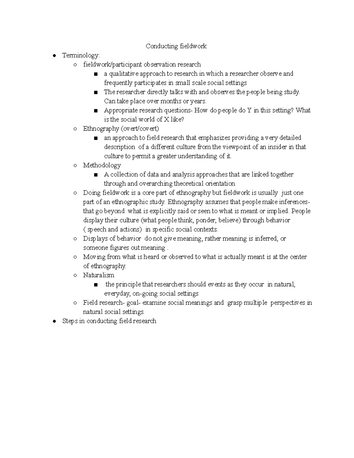 WEEK 11 Lecture - Detailed Notes on conducting field work - Hlth Age ...