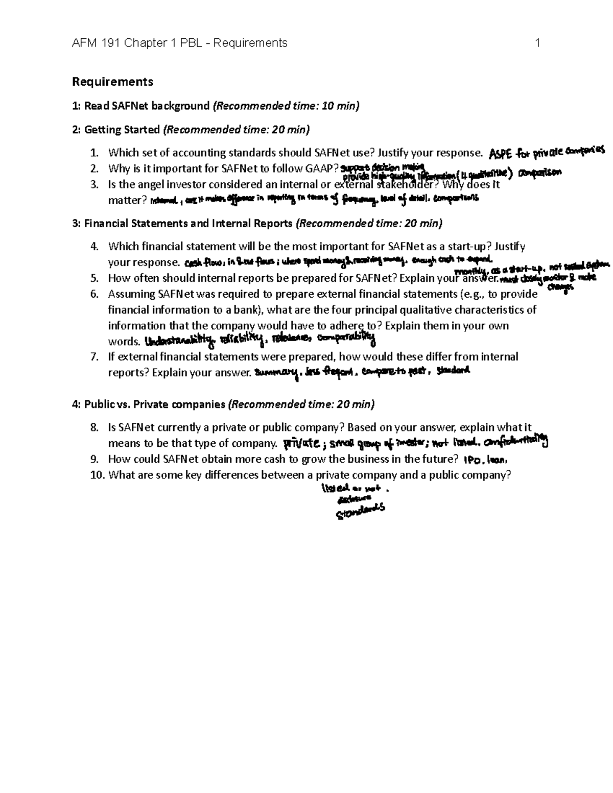 AFM 191 Chapter 1 PBL - Questions and Solutions - Afm 191 - UWaterloo ...