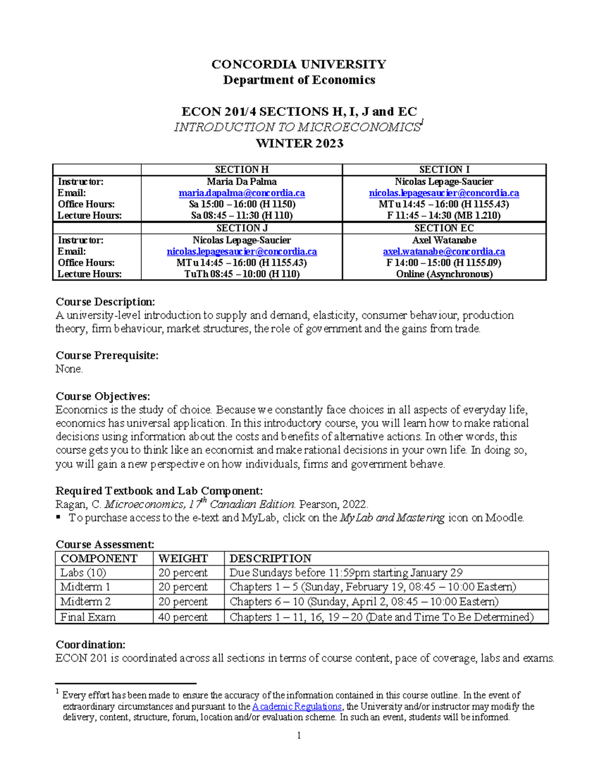 ECON201 Outline (2023W - Lepage-Saucier J and Watanabe) - CONCORDIA ...