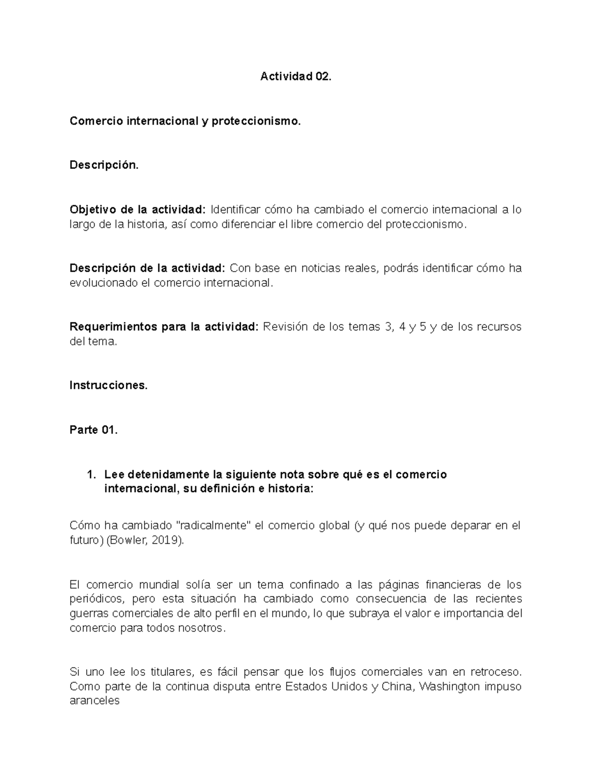 Actividad 02 - Bien estructurado - Actividad 02. Comercio internacional ...