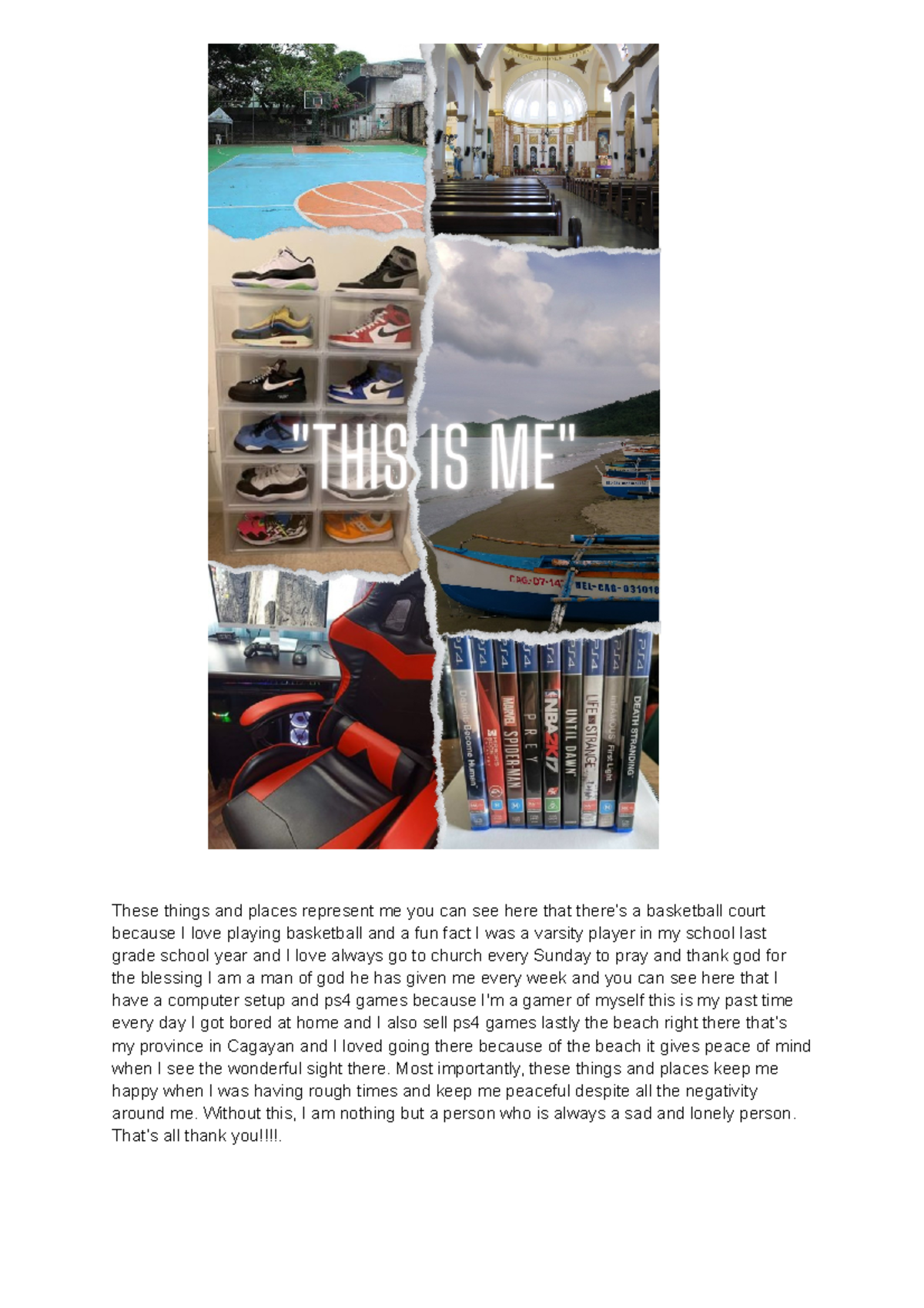 Arts activity 2 - afadsaw - These things and places represent me you ...