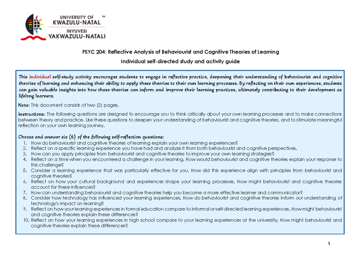 PSYC 204 Individual self-directed study and activity guide, March 2024 ...