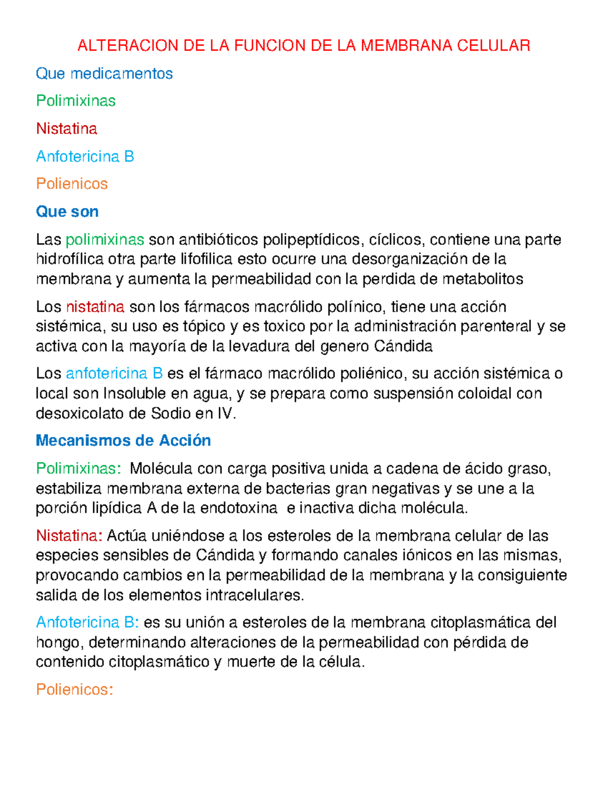 Alteracion DE LA Funcion DE LA Membrana Celular - ALTERACION DE LA ...