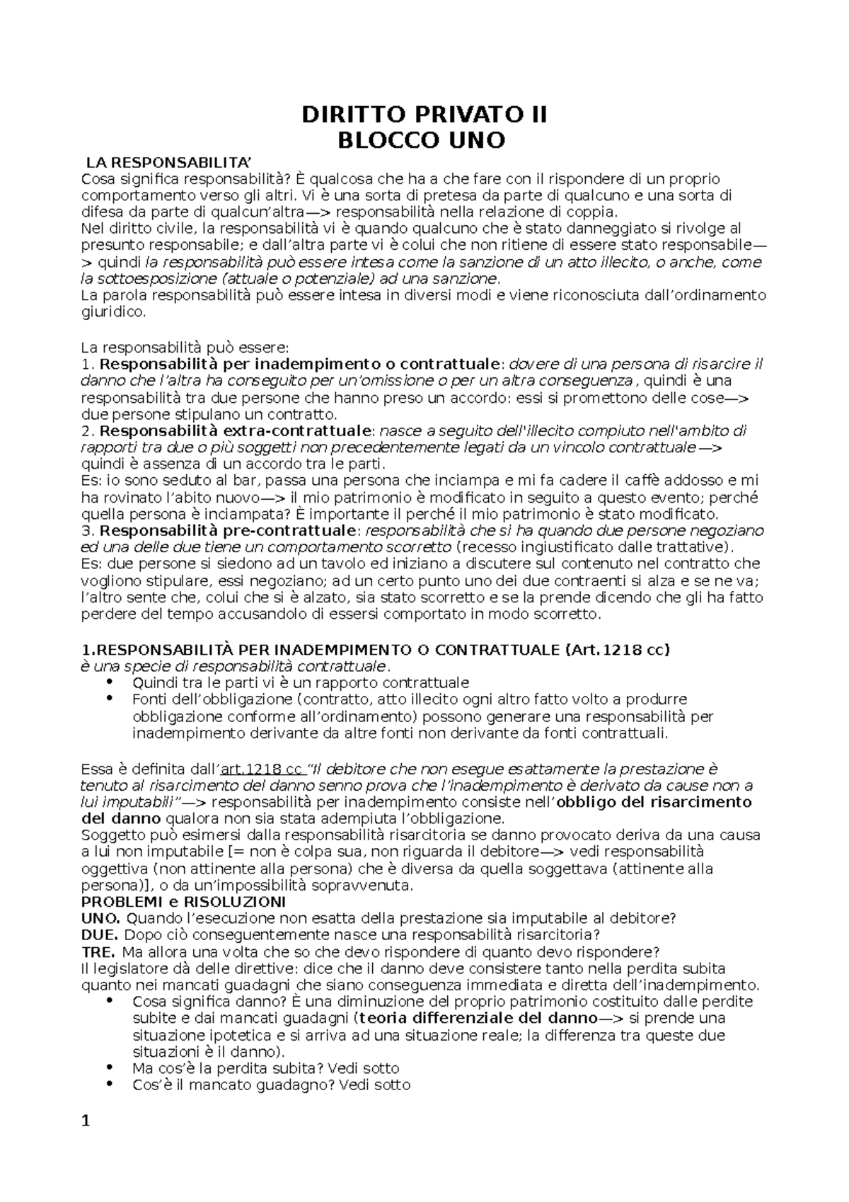 Diritto Privato II - Schemi - DIRITTO PRIVATO II BLOCCO UNO LA ...
