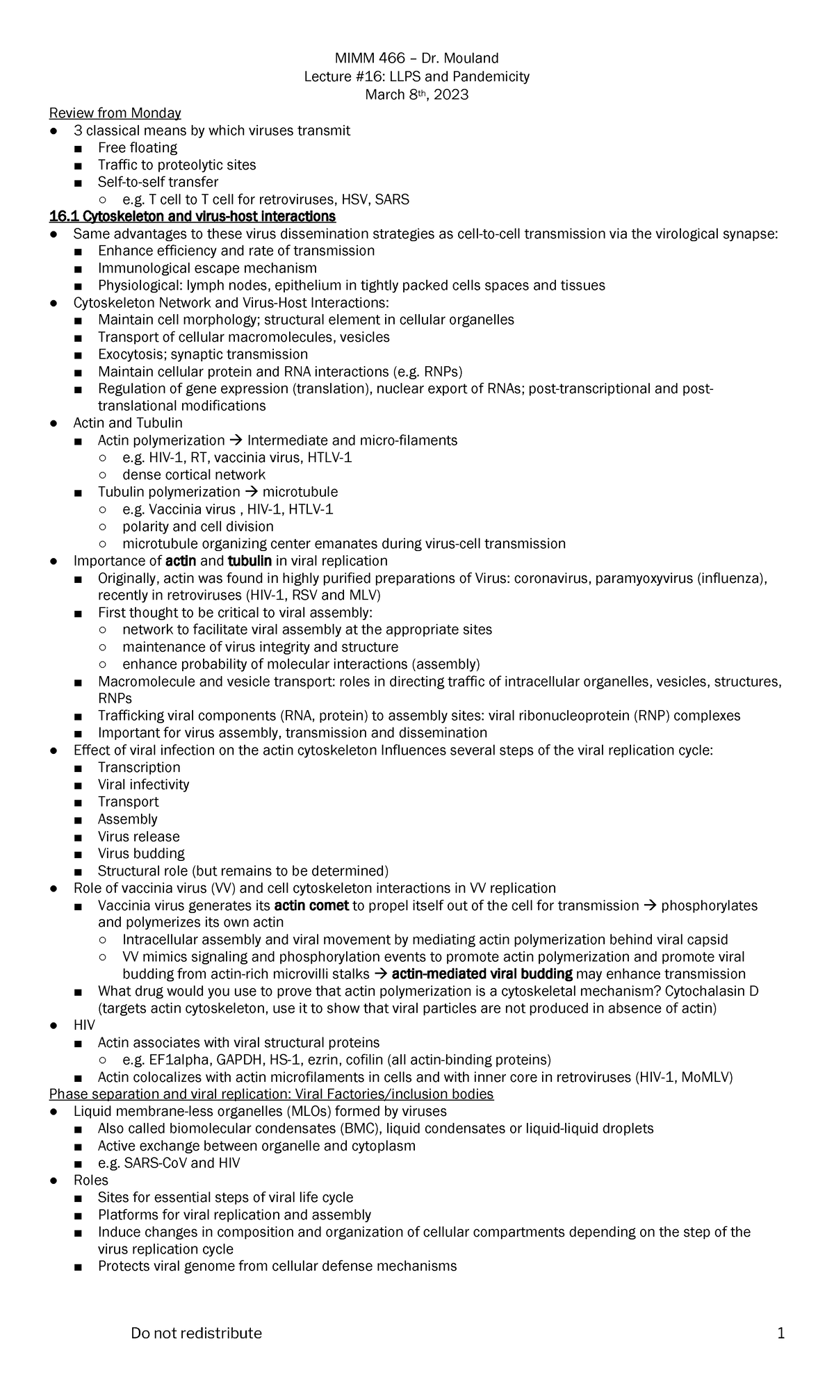 MIMM 466 NTCs L16 Pandemicity - MIMM 466 – Dr. Mouland Lecture #16 ...