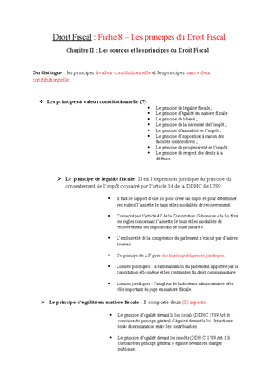 Droit Fiscal (Fiche 5, Le Fondement de l’Impôt) - Droit Fiscal : Fiche ...
