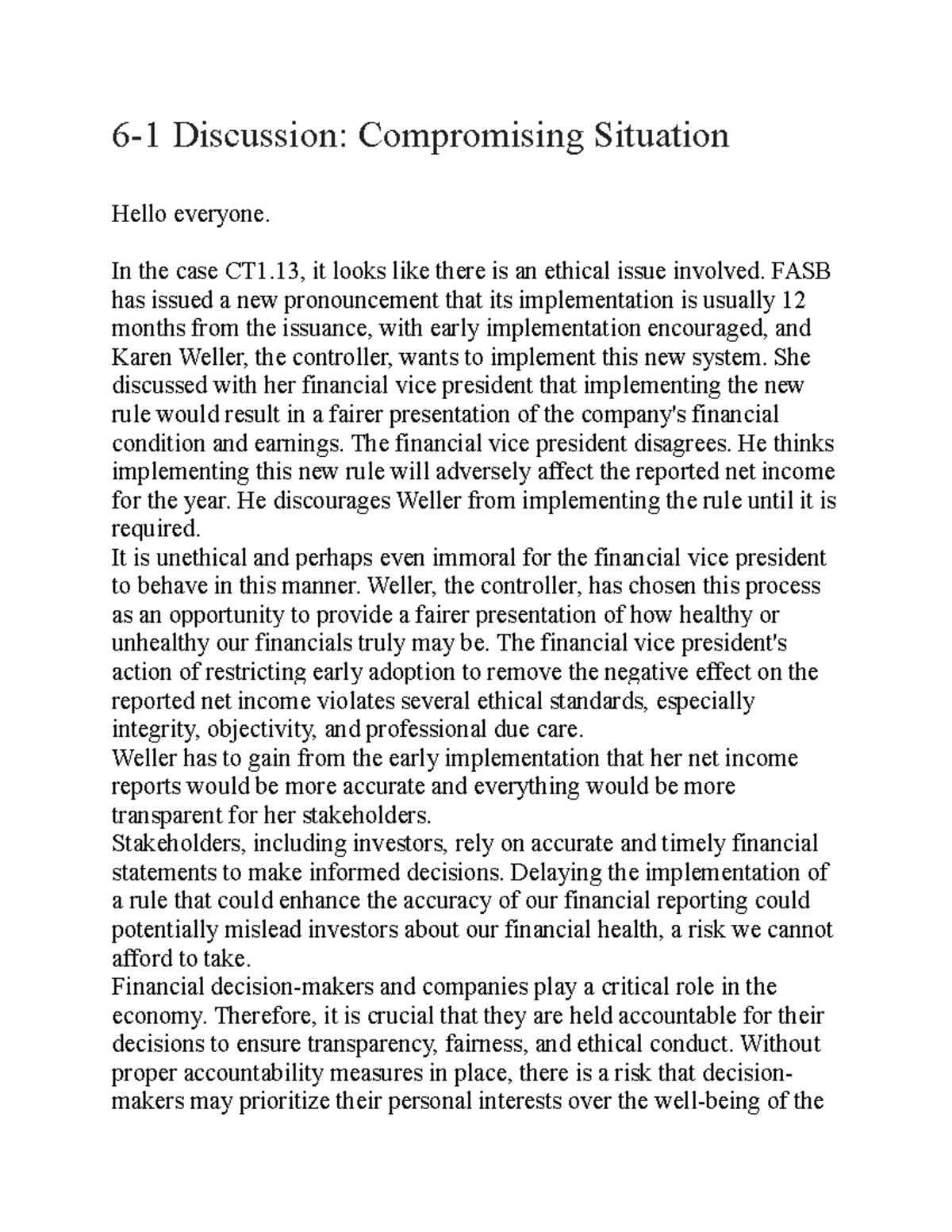 Acc.317. 6-1 Discussion. Compromising Situation - 6-1 Discussion ...