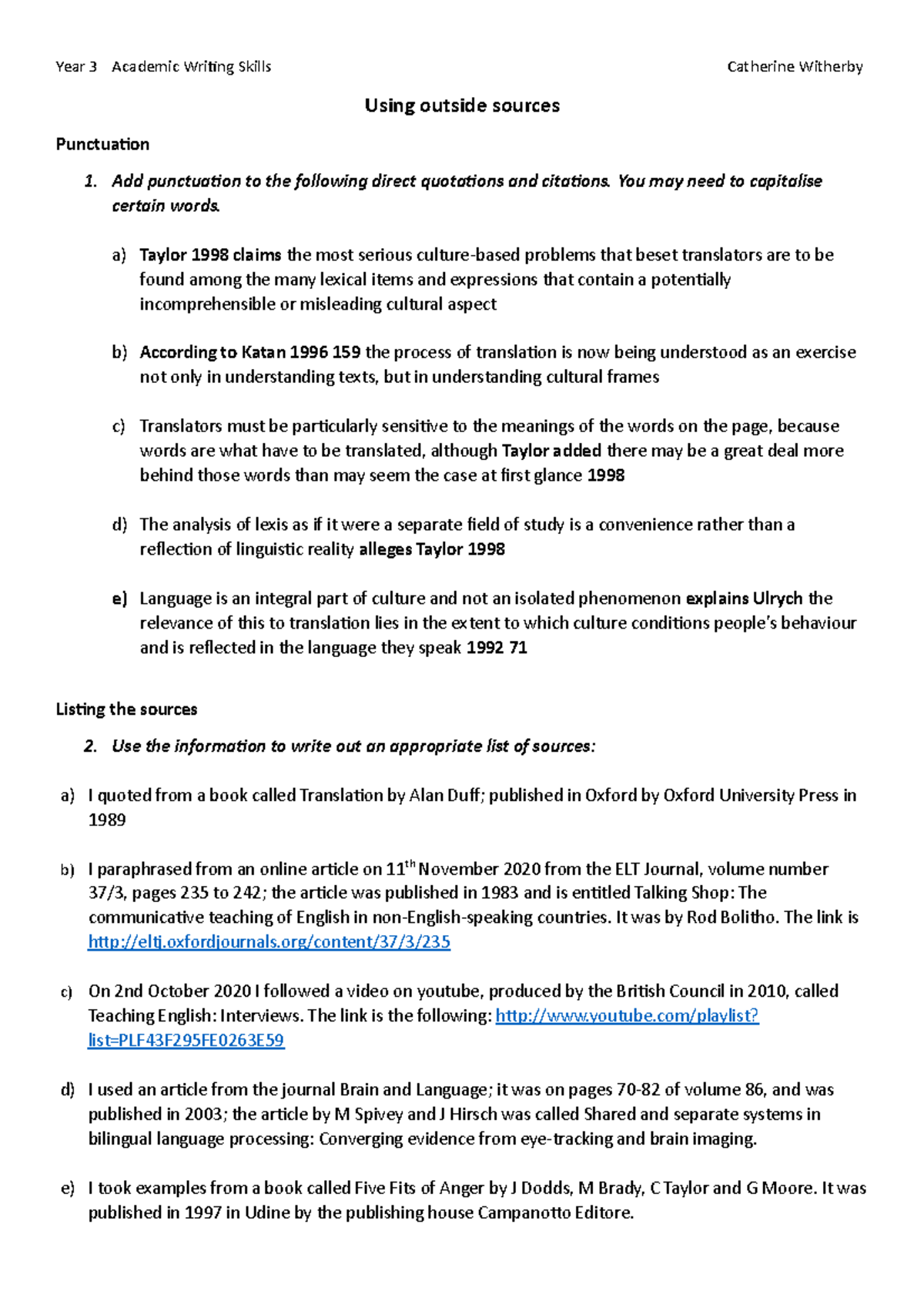 Writing using outside sources Yr3 - Year 3 Academic Writing Skills ...
