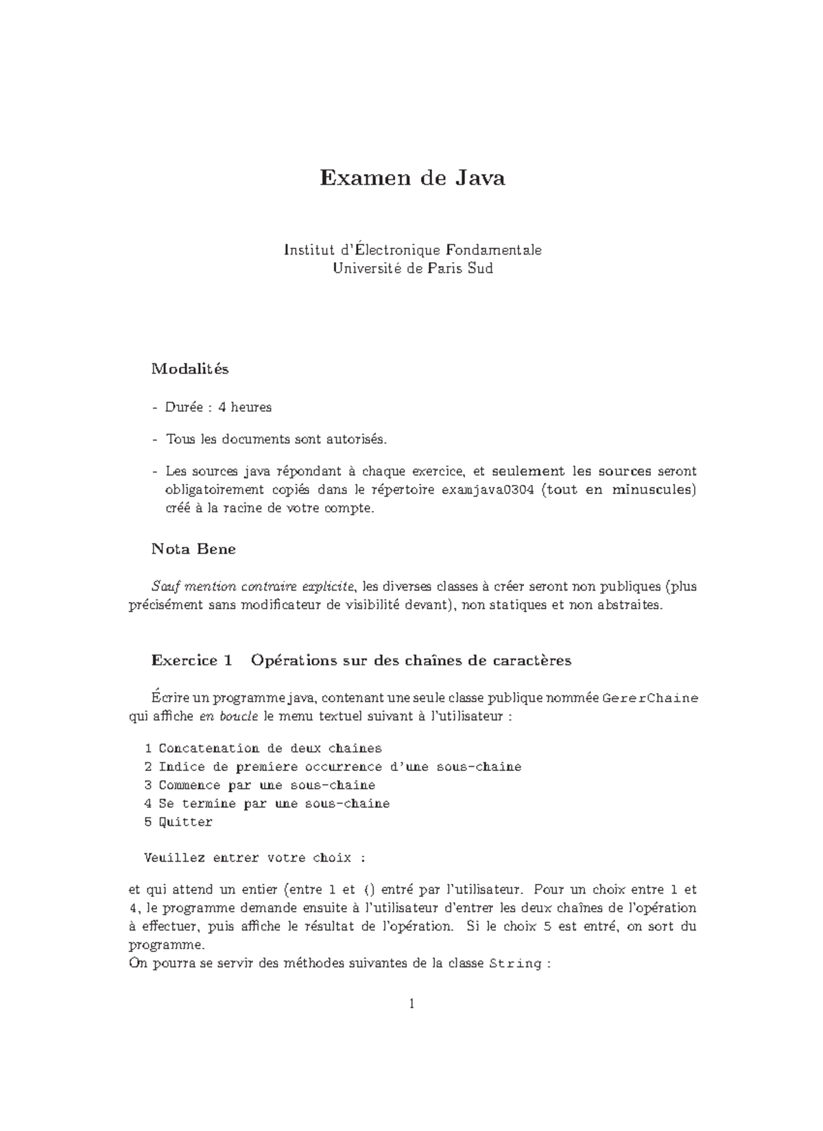Examen Java F 3EICode 03 04 enonce - Examen de Java Institut d ...