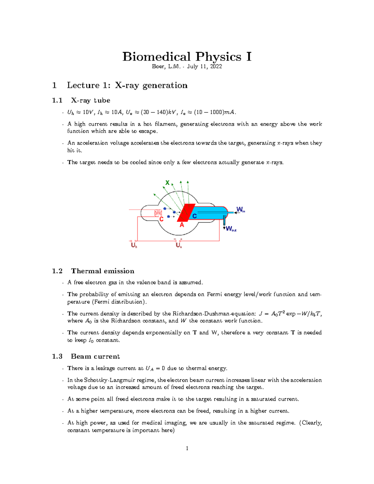 Biomedical Physics-I-summary - Biomedical Physics I Boer, L. July 11 ...