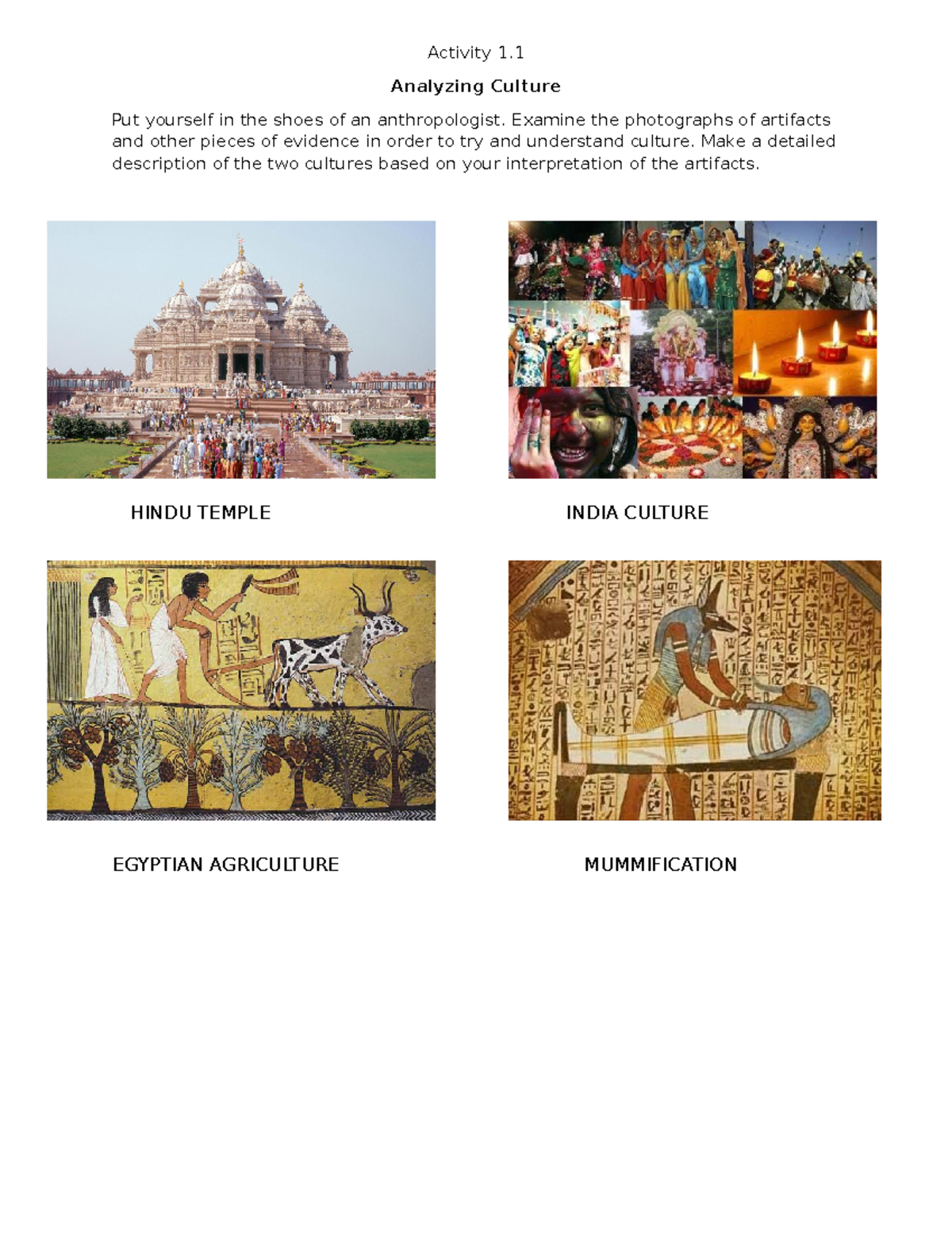 DISS Activity 1 2020 2021 - Activity 1. Analyzing Culture Put yourself in the shoes of an - Studocu