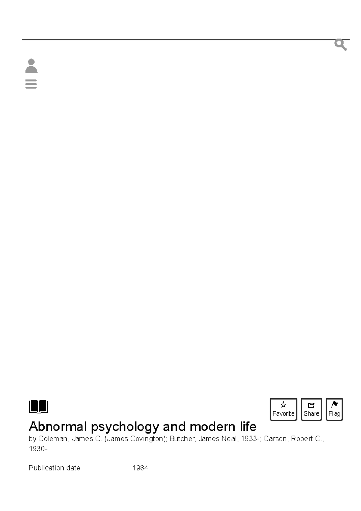 Archive - PSY - ὖ Abnormal psychology and modern life by Coleman, James ...