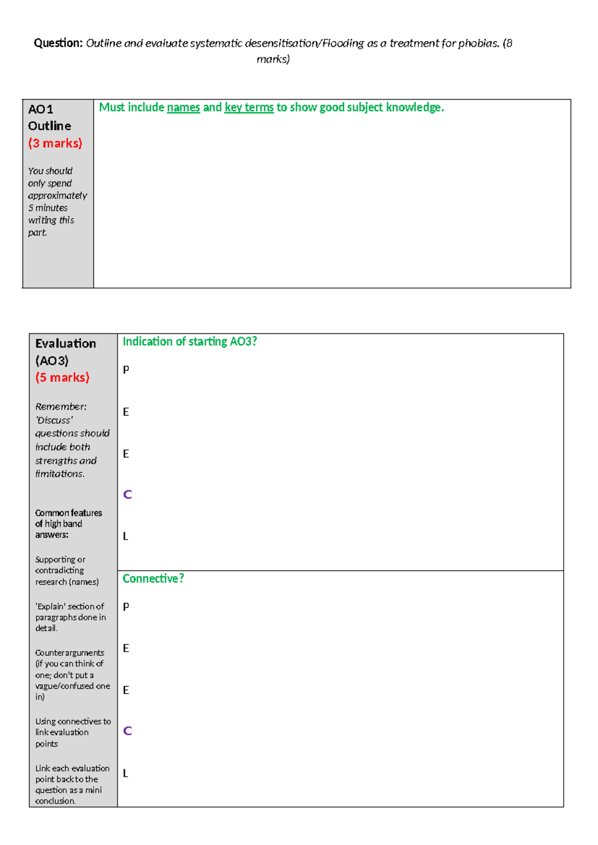 8 mark planning grid - Question: Outline and evaluate systematic ...