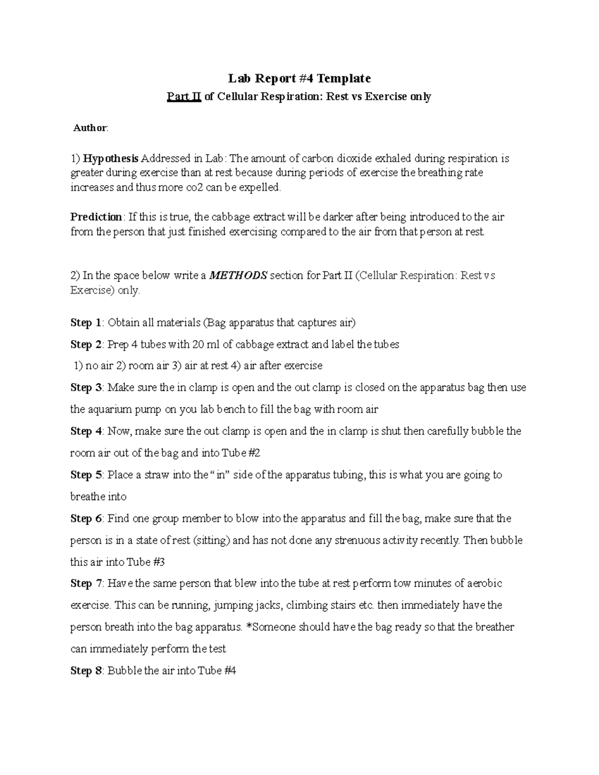 Individual Lab Report 4 - Lab Report #4 Template Part II of Cellular ...