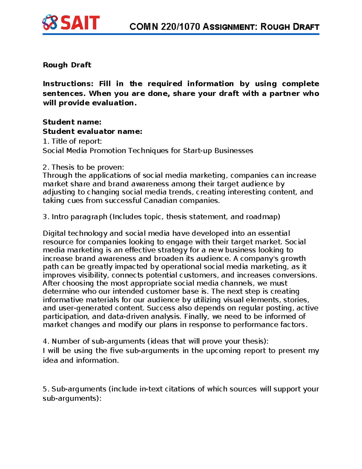 Rough Draft Document&Instructions - Rough Draft Instructions: Fill in ...