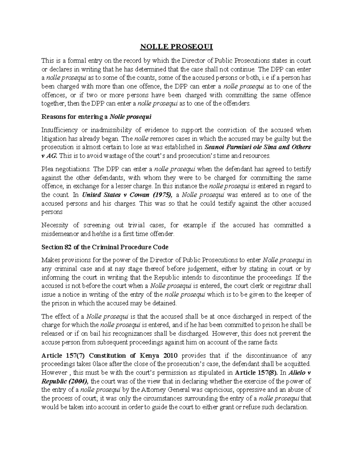 Nolle prosequi - Prosecution - NOLLE PROSEQUI This is a formal entry on ...