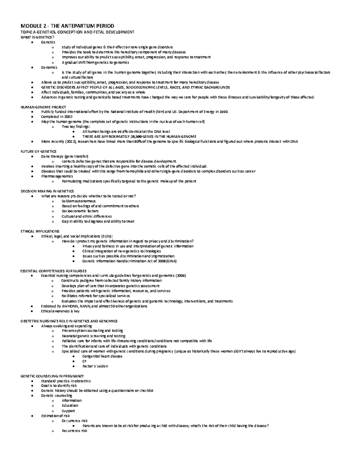 🤰🏽 Module 2 OB - MODULE 2 - THE ANTEPARTUM PERIOD TOPIC A GENETICS ...