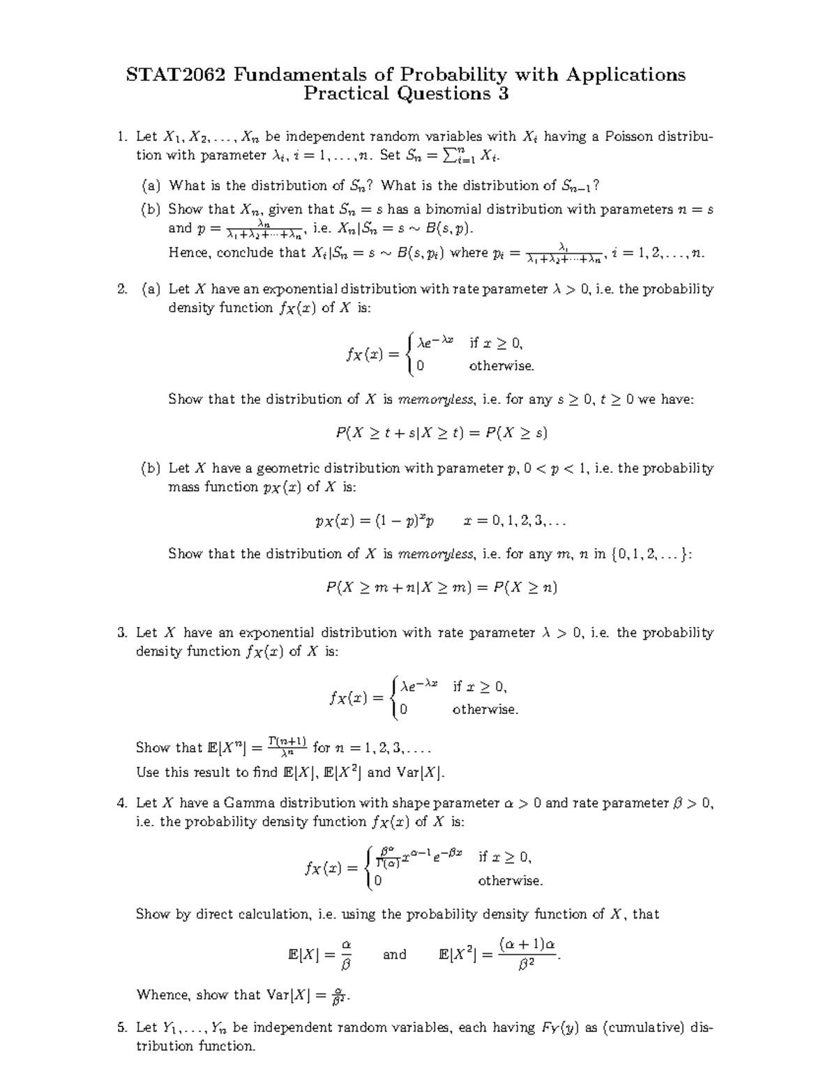 2022 Tutorial 3 - STAT2062 Fundamentals of Probability with Applications Practical Questions 3 ...