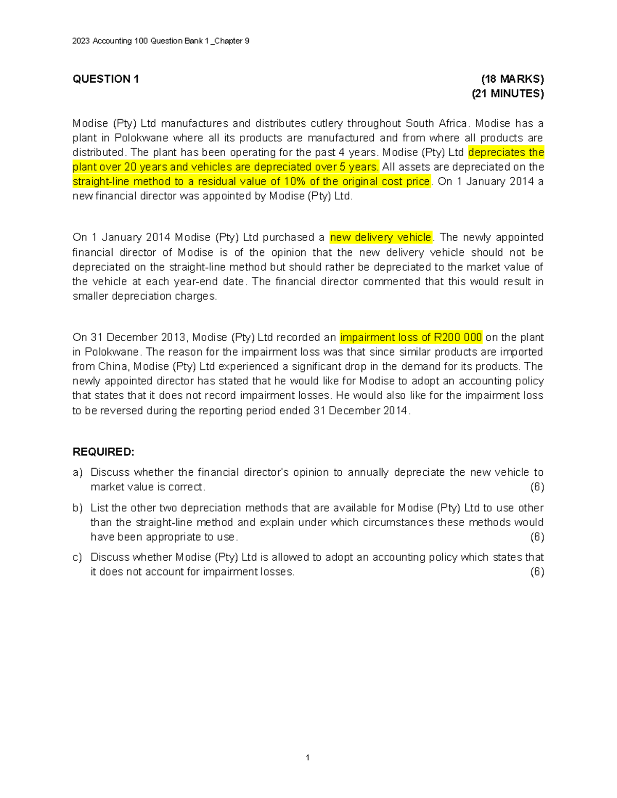 Chapter 9 QB Q1 Solution - 2023 Accounting 100 Question Bank 1_Chapter ...