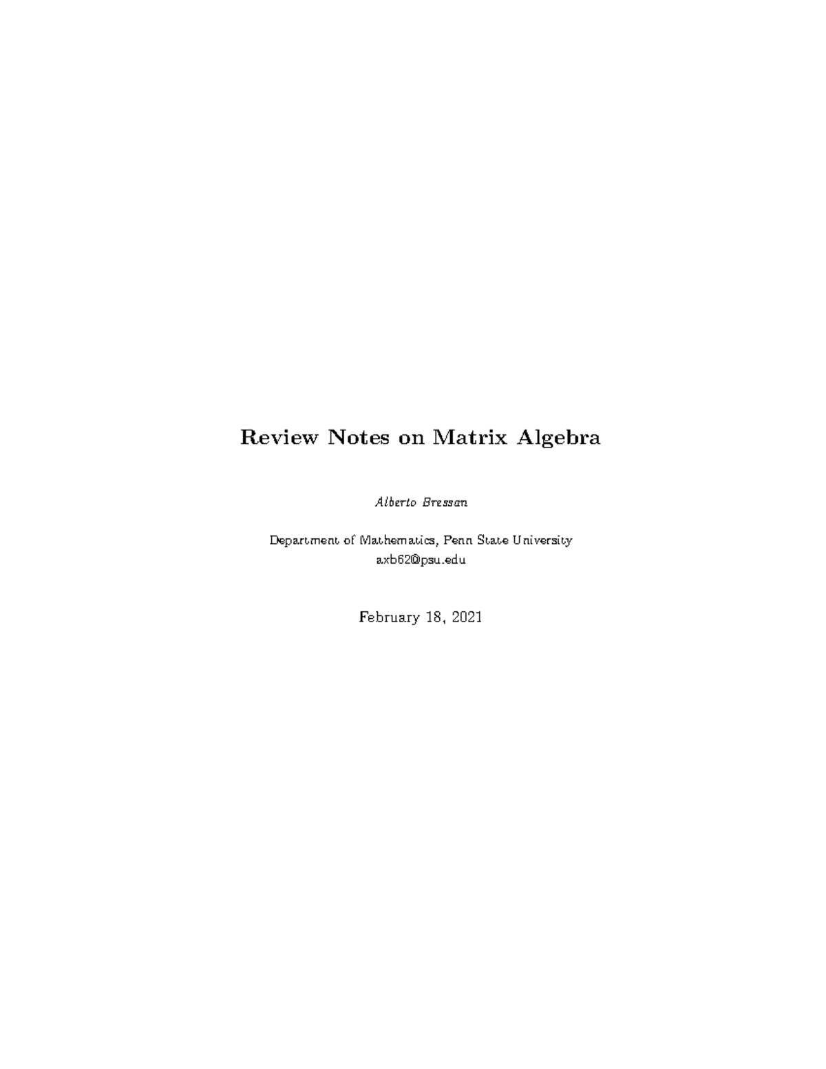 M441-review-2021 - M441-review-2021 - Review Notes on Matrix Algebra ...