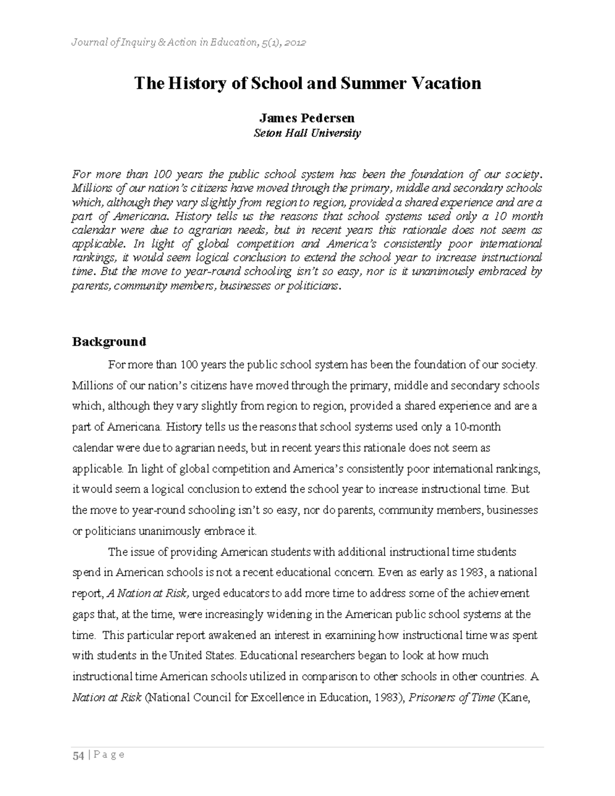 EJ1134242 - N/A - ! The History of School and Summer Vacation James ...