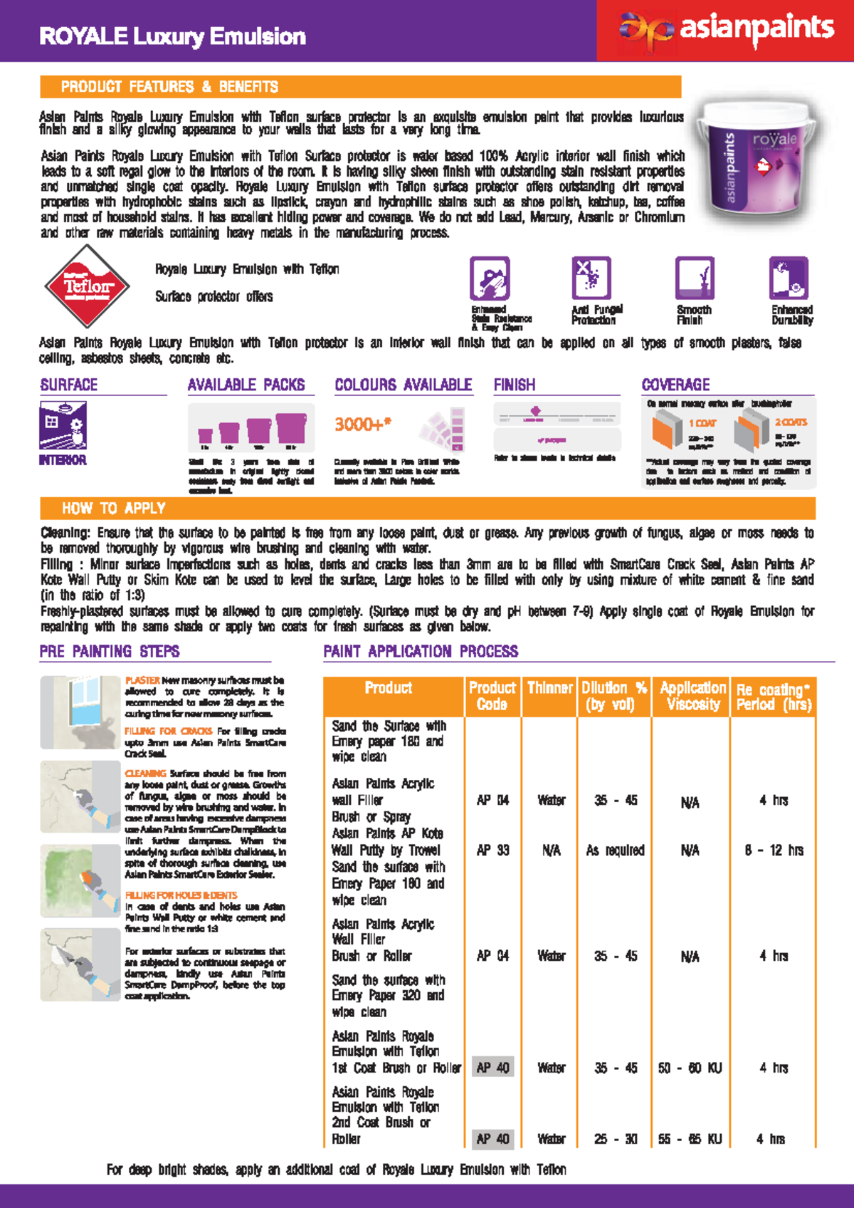 Royale Luxury Emulsion PIS - ROYALE Luxury Emulsion asianpaints PRODUCT ...