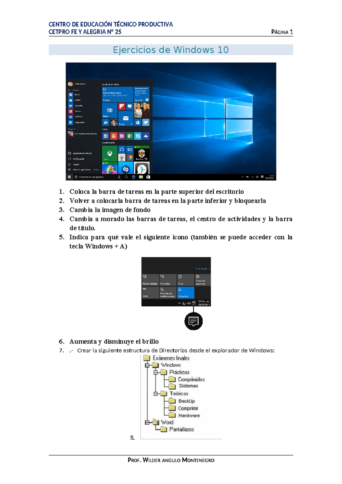 Ejercicios de Windows 10 - CENTRO DE EDUCACIÓN TÉCNICO PRODUCTIVA CETPRO FE Y ALEGRIA N° 25 ...
