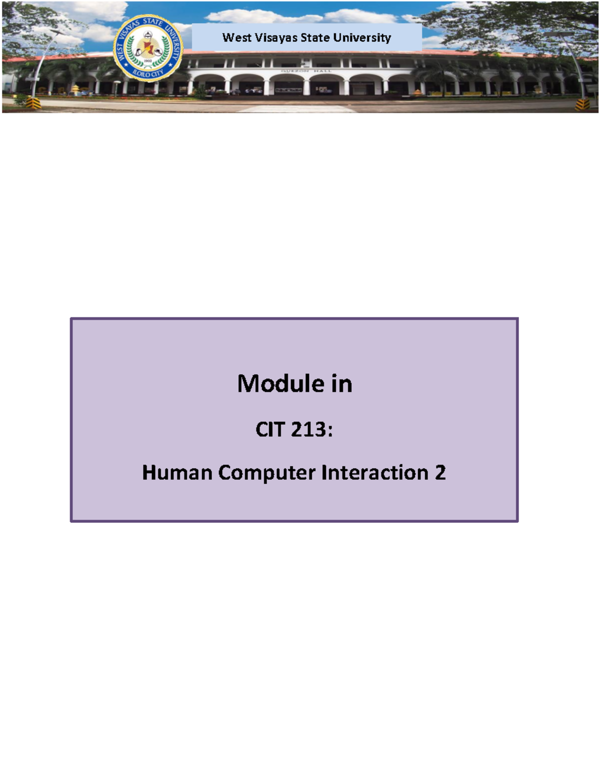 CIT 213 Human Computer Interaction 2 Module - Module in CIT 213: Human Computer Interaction 2 ii ...
