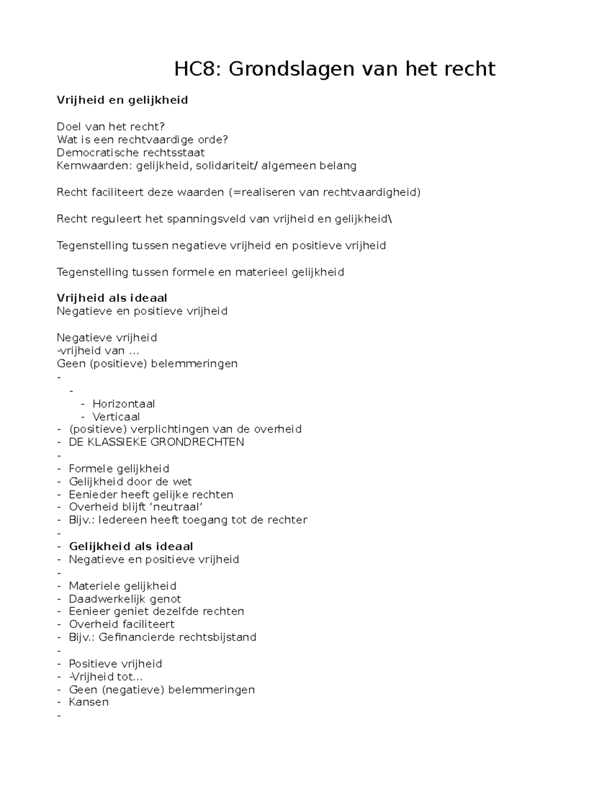 HC8 Grondslagen van het recht - .. Geen (positieve) belemmeringen ...