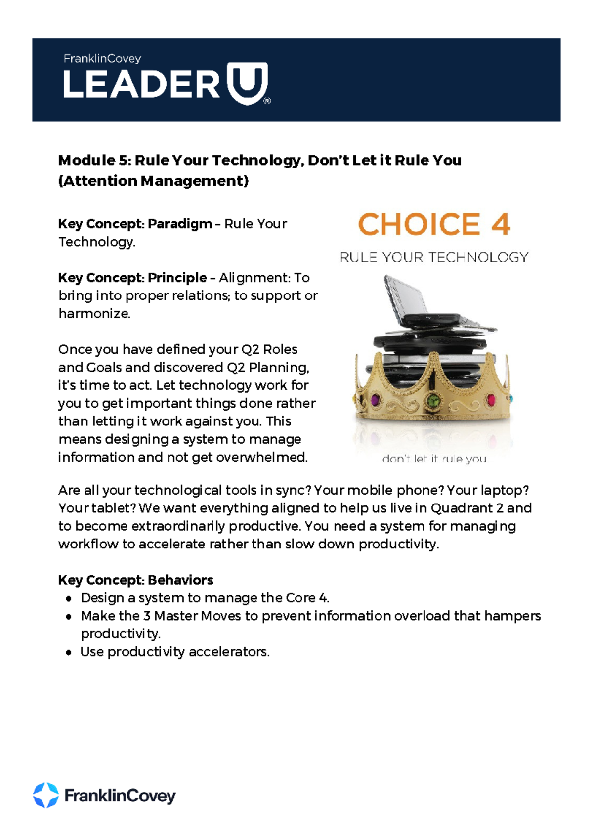 5 Choices Key Concepts Module 5 Choice 4 Attention Management Key Concept Paradigm Rule