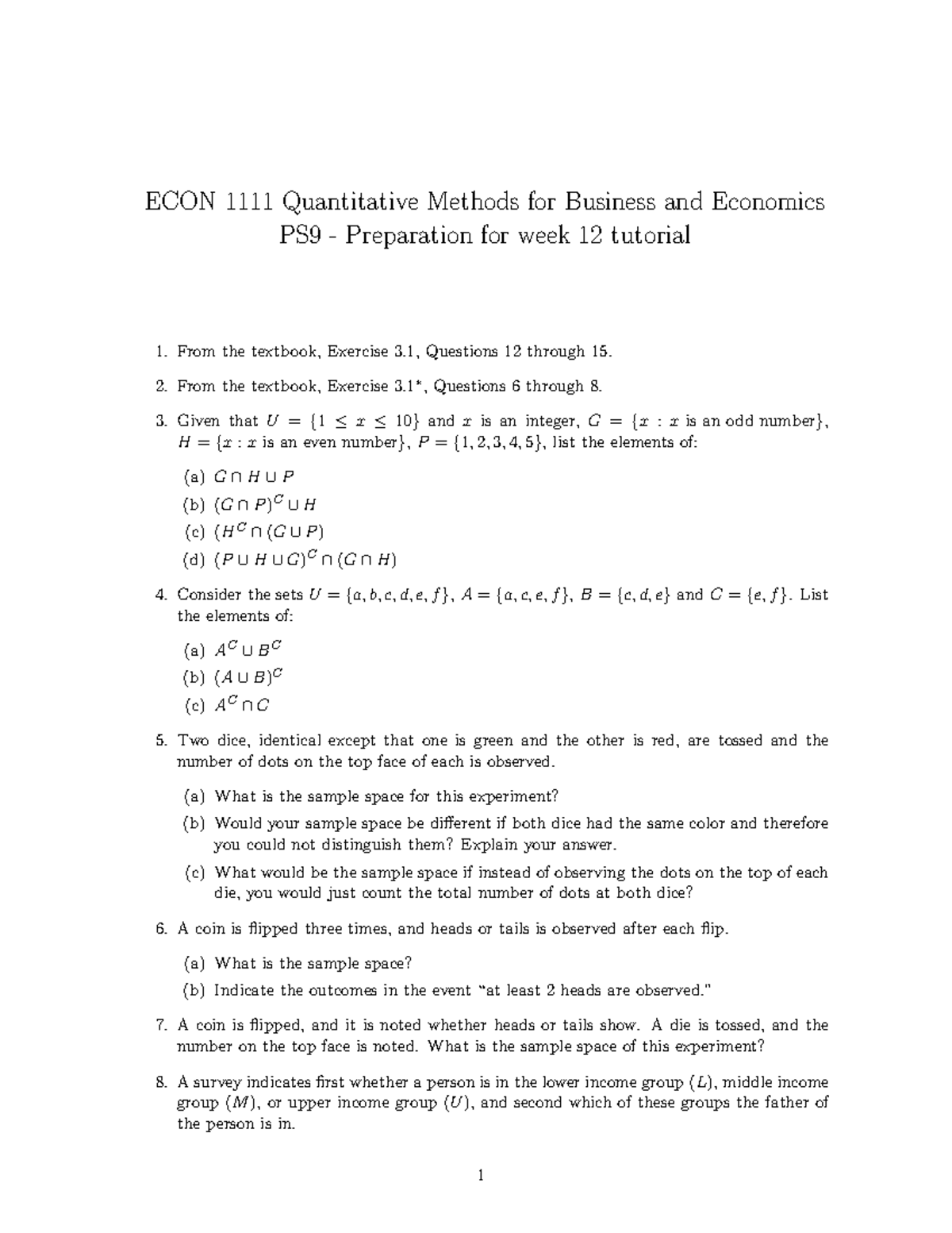 Week11 tut qs - Very helpful for exam preparation. - ECON 1111 ...