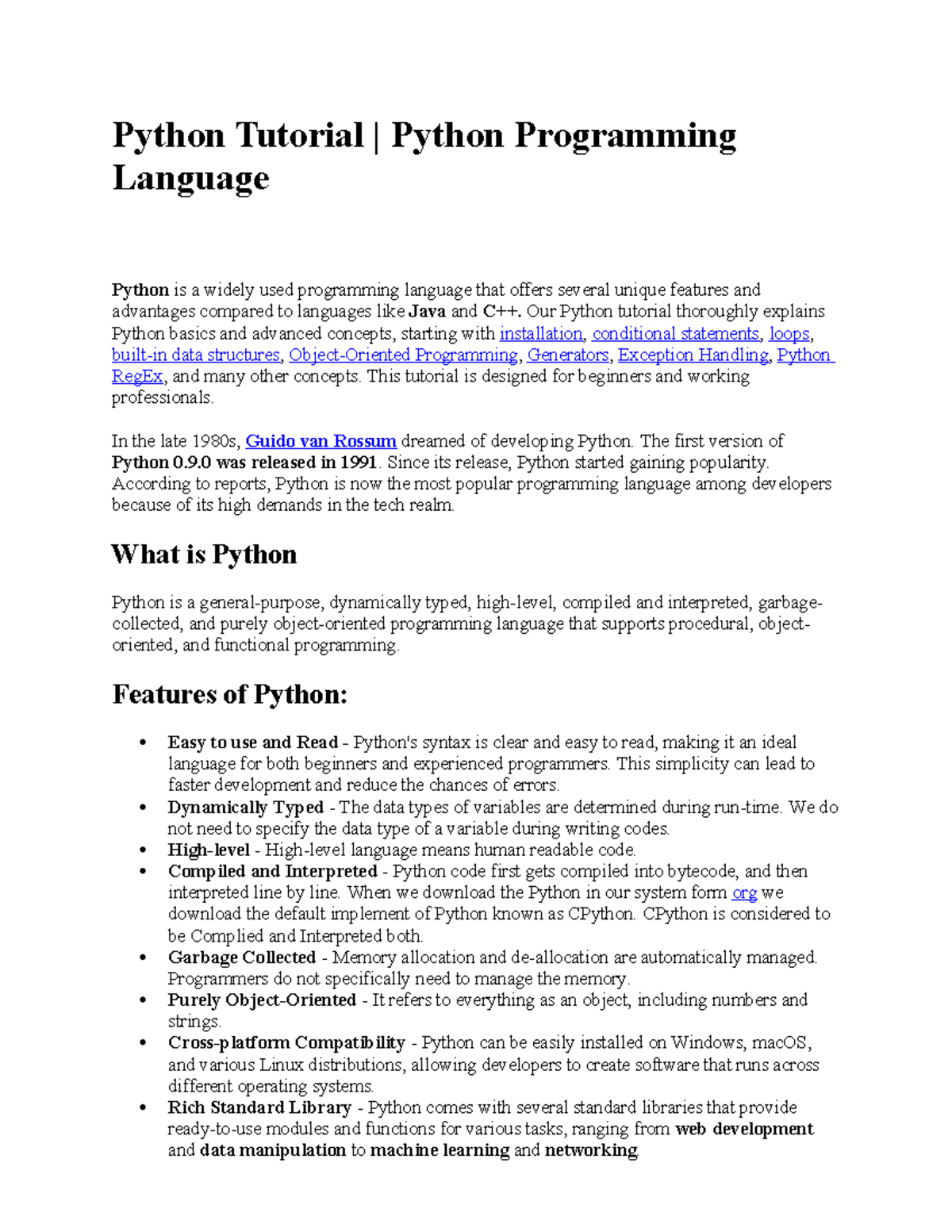 Python Tutorial - Our Python tutorial thoroughly explains Python basics and advanced concepts ...