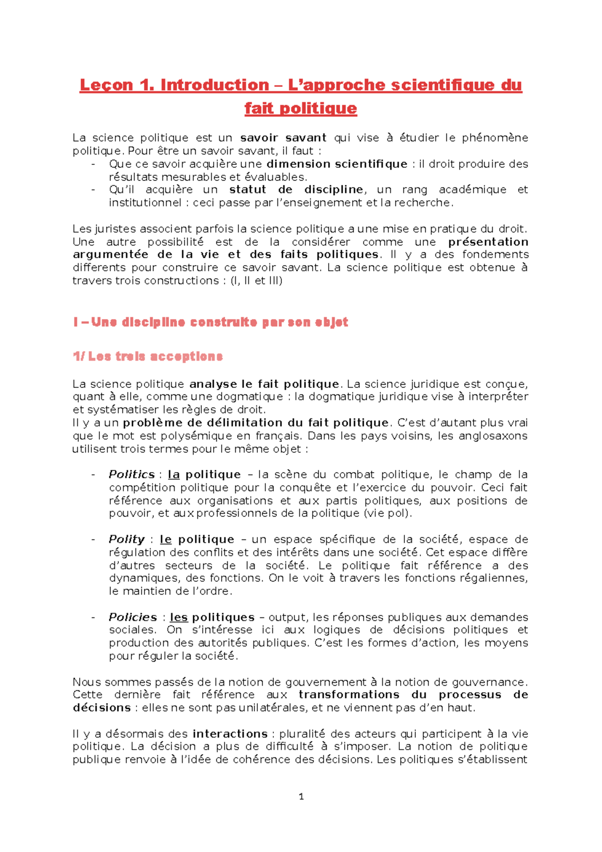 Jusqu'à leçon 6 cours de science po - Leçon 1. Introduction – L ...