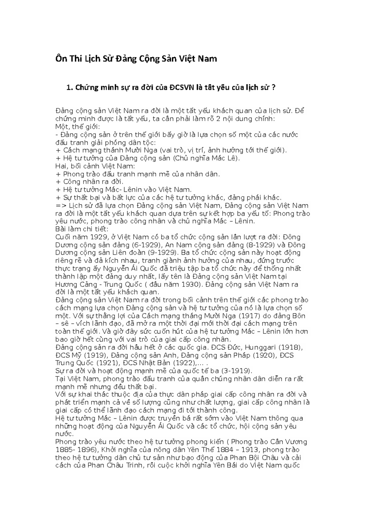 Ôn Thi Lịch Sử Đảng Cộng Sản Việt Nam - Ôn Thi L ch Sị ử Đ ng C ng S n Vi t Namả ộ ả ệ 1. Ch ứng ...