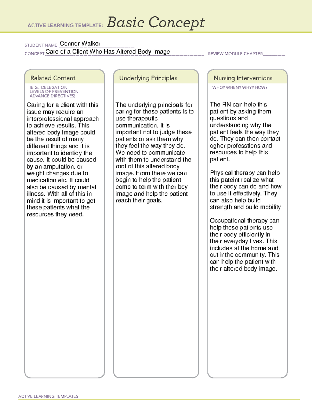 Basic Concept Body Image - ACTIVE LEARNING TEMPLATES Basic Concept ...