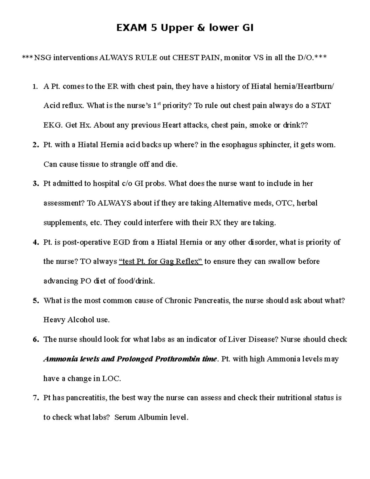 Exam 5 Upper and Lower GI - EXAM 5 Upper & lower GI *** NSG ...